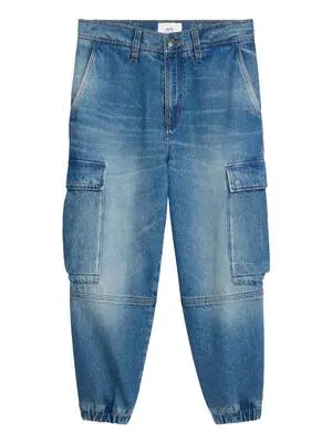 AMI Paris Mid-wash Denim Cargo Pants - Blue