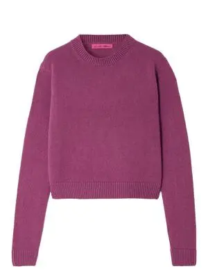 THE ELDER STATESMAN Crew Neck Cashmere Sweater - Purple