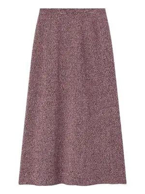 THE ELDER STATESMAN Marl Cashmere Midi Skirt - Wine Red