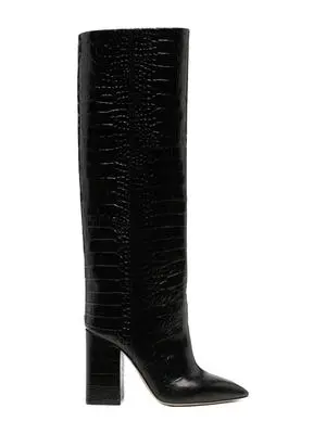 Paris Texas Croc Effect High Heel Boots - Black