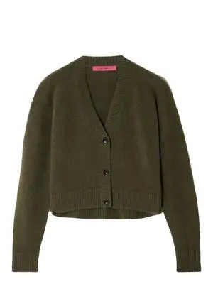 THE ELDER STATESMAN Cashmere Cropped Cardigan - Green