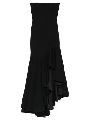 Solace Off-shoulder Ruffled Hem Dress - Black