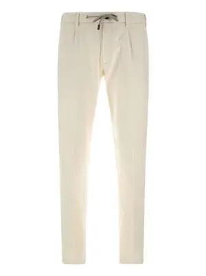 Eleventy Drawstring-waist Tapered Trousers - White