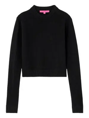 THE ELDER STATESMAN Cropped Cashmere Knit Sweater - Black