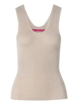 THE ELDER STATESMAN Delicash Ribbed Cashmere Blend Vest - Beige