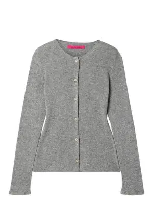 THE ELDER STATESMAN Ribbed Cashmere And Silk Blend Cardigan - Grey