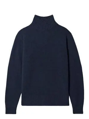 THE ELDER STATESMAN Cashmere Knit Turtleneck Sweater - Blue