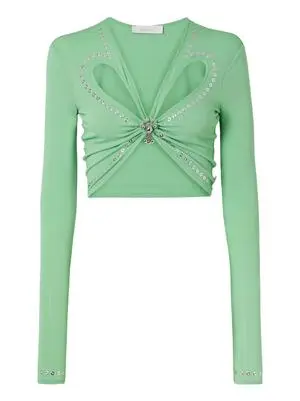 Rabanne Long-sleeved Cutout Top - Light Green