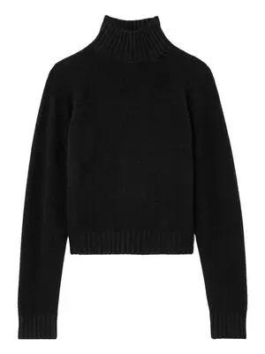 THE ELDER STATESMAN Brushed Cashmere Turtleneck Sweater - Black