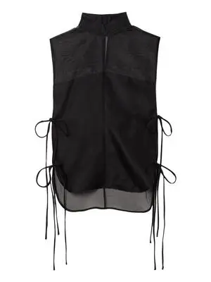 Le Kasha Anzio Tie-detailed Silk-tulle Top - Black