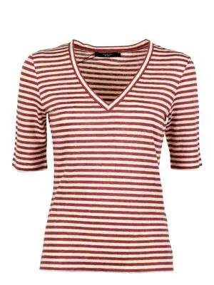 Max Mara V-neck Striped T-shirt - Pink