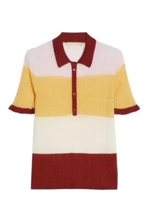 IBLUES Slim-fit Rib-knit Polo Shirt - Bordeaux Red