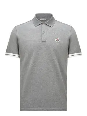 Moncler Logo Cotton Piquet Polo Shirt - Dark Gray