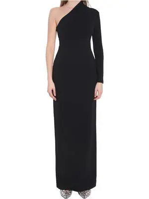 Solace Joana Maxi Dress With One-shoulder Asymmetric Sleeves - Black