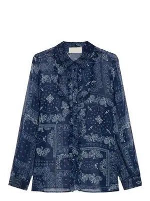 IBLUES Printed Long Sleeve Shirt - Cornflower Blue