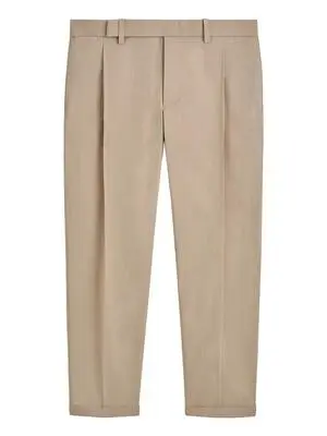 Cos Cotton Regular-fit Straight-leg Trousers - Beige