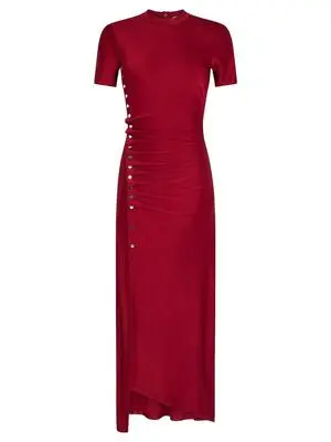 Rabanne Gathered Jersey Crewneck Maxi Dress - Scarlet