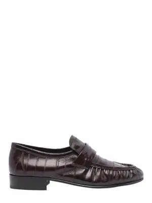 THE ROW Ruched Almond Toe Loafers - Brown