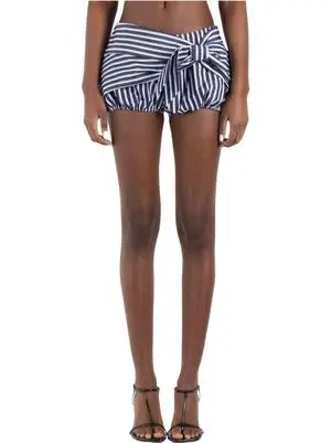 Rabanne Striped Shorts With Side Bow Detail - Blue White