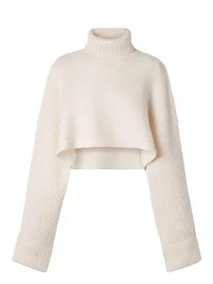 Le Kasha Cropped Ribbed Turtleneck Sweater - White