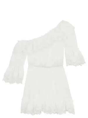 SAINT LAURENT Saint Laurent One-Shoulder Ruffled Dress In Cotton Poplin