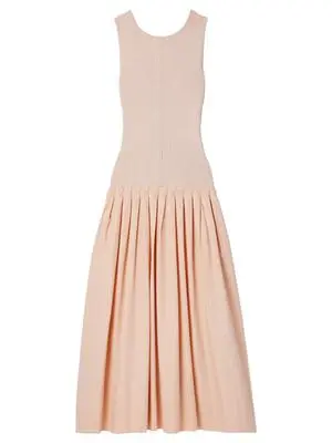 Proenza Schouler Gene Patchwork Knit And Poplin Midi Dress - Blush