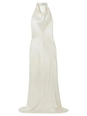 REBECCA VALLANCE Rebecca Vallance Attia Silk Satin Halterneck Maxi Dress With Open Back