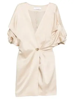 Raquel Diniz V-neck Draped Satin Dress - No