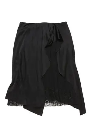 Acne Studios Satin Ruffle Skirt With Lace Trim - Black