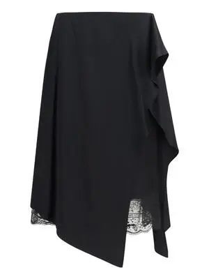 Acne Studios Acne Studios Satin Ruffle Skirt With Lace Trim Black