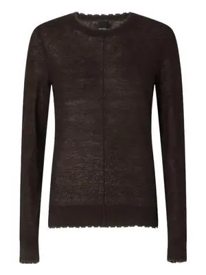 Pinko Distressed Semi-sheer Long Sleeve Top - Brown