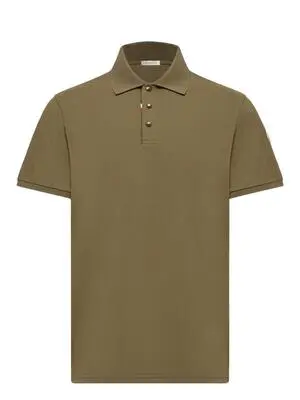 Moncler Logo Cotton Piquet Polo Shirt - Olive Green
