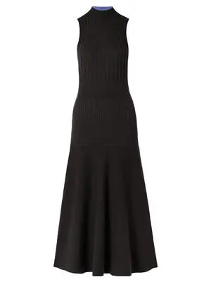 Proenza Schouler Paneled Knitted Midi Dress - Dark Brown