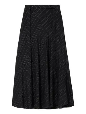 Proenza Schouler Kaia Striped Midi Skirt - Black