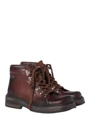 Miu Miu Leather Lace-up Ankle Boots - Black