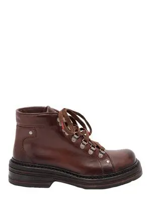 Miu Miu Leather Lace-up Ankle Boots - Black