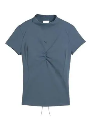 PUMA Puma Ruched Mock Neck Top With Tie-Back Detail Sunset Blue