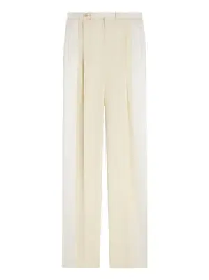 Celine Hepburn Tux Trousers In Diagonal Wool - Off White