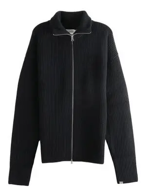 Extreme Cashmere Long-sleeve Zip-up Cardigan - Raven