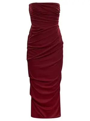 Alex Perry Strapless Draped Midi Dress - No