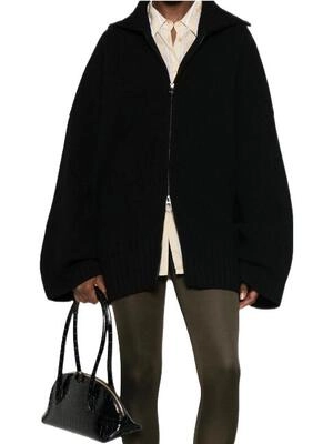 THE FRANKIE SHOP Long-sleeved Zip-up Cardigan - Black