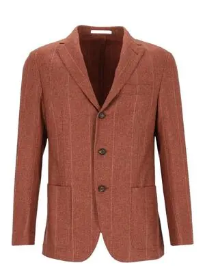 Eleventy Single Breasted Pinstripe Suit Jacket - Brown