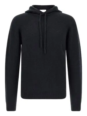 ROBERTO COLLINA Ribbed Hooded Sweater With Drawstring - Blue