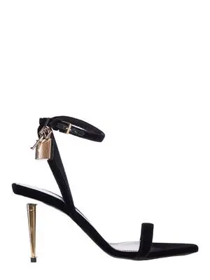 TOM FORD Velvet Stiletto Sandals With Lock Detail - Black