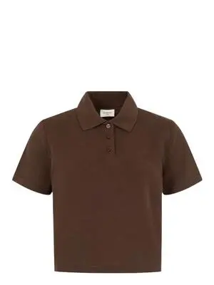 Saint Laurent Oversized Logo-embroidered Polo Shirt - Chocolat