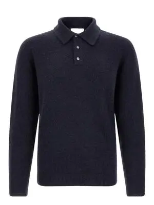 ROBERTO COLLINA Brushed Knit Polo Shirt - Blue