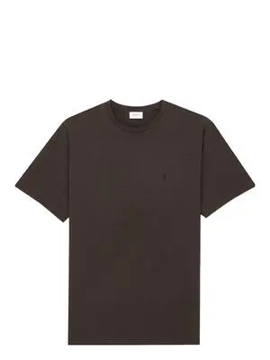 Saint Laurent Cassandre T-shirt In Silk And Cotton - Ebene