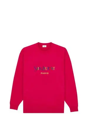 Saint Laurent Embroidered Crewneck Sweatshirt - Rouge/multicolor