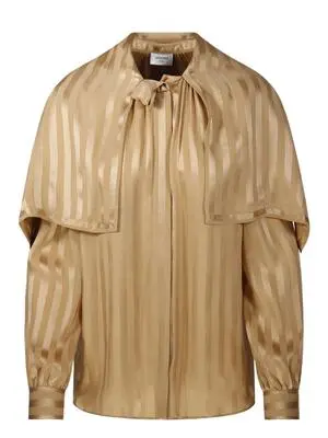 Saint Laurent Striped Bow-tie Shirt - Nude