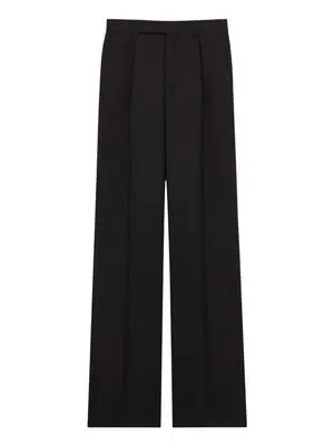 Saint Laurent Fluid Pants In Wool Flannel - Black